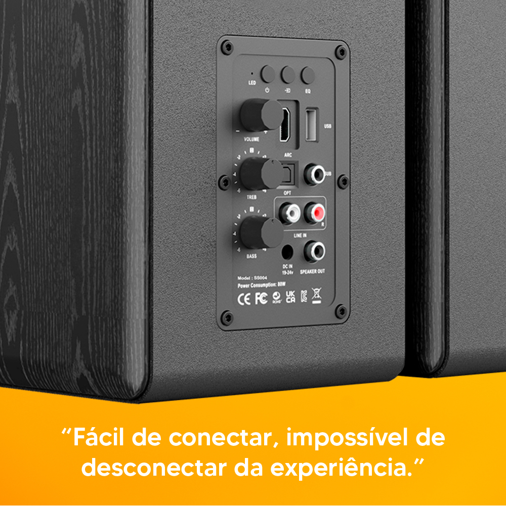 Monitor de Áudio Ssound SS-004 80W RMS Bluetooth/Optical/USB/RCA-Preto ...