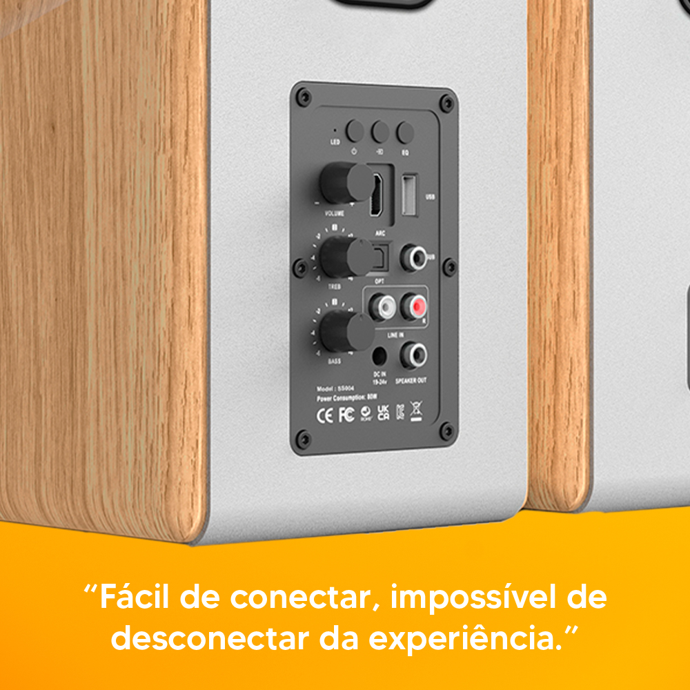 Monitor de Áudio Ssound SS-003 80W RMS Bluetooth/Optical/USB/RCA-Branco - Sanbox