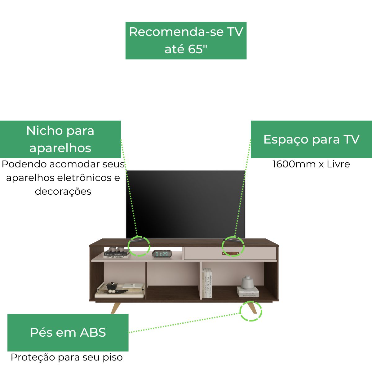 Rack para TV até 65 Polegadas Ímpar JCM Café / Off White - JitMobile ...