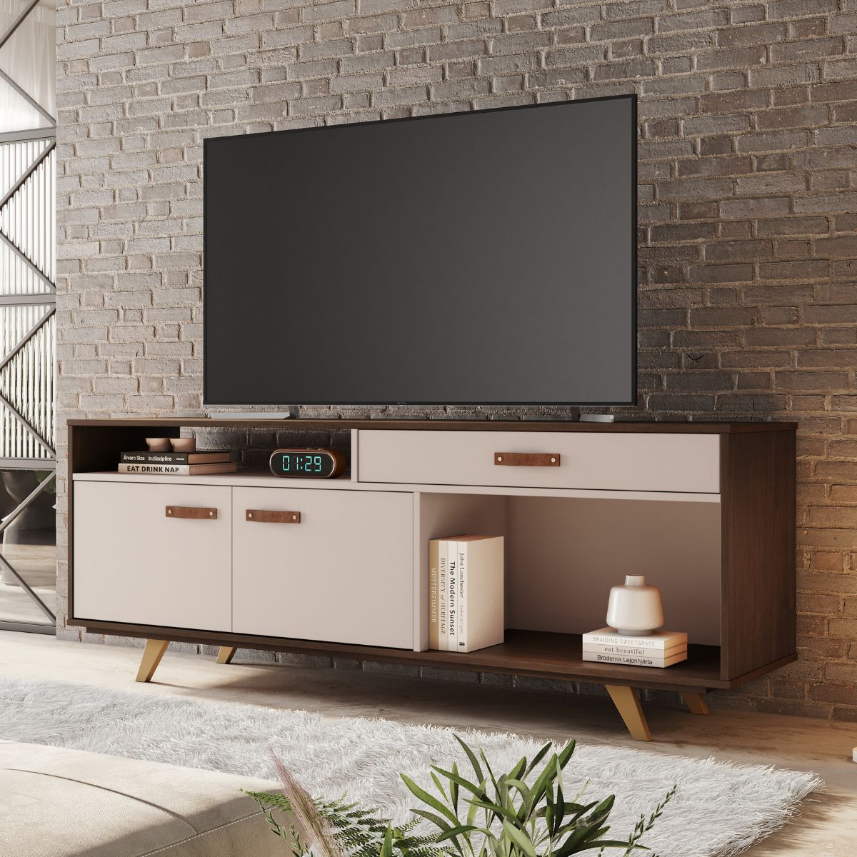 Rack para TV até 65 Polegadas Ímpar JCM Café / Off White - JitMobile ...