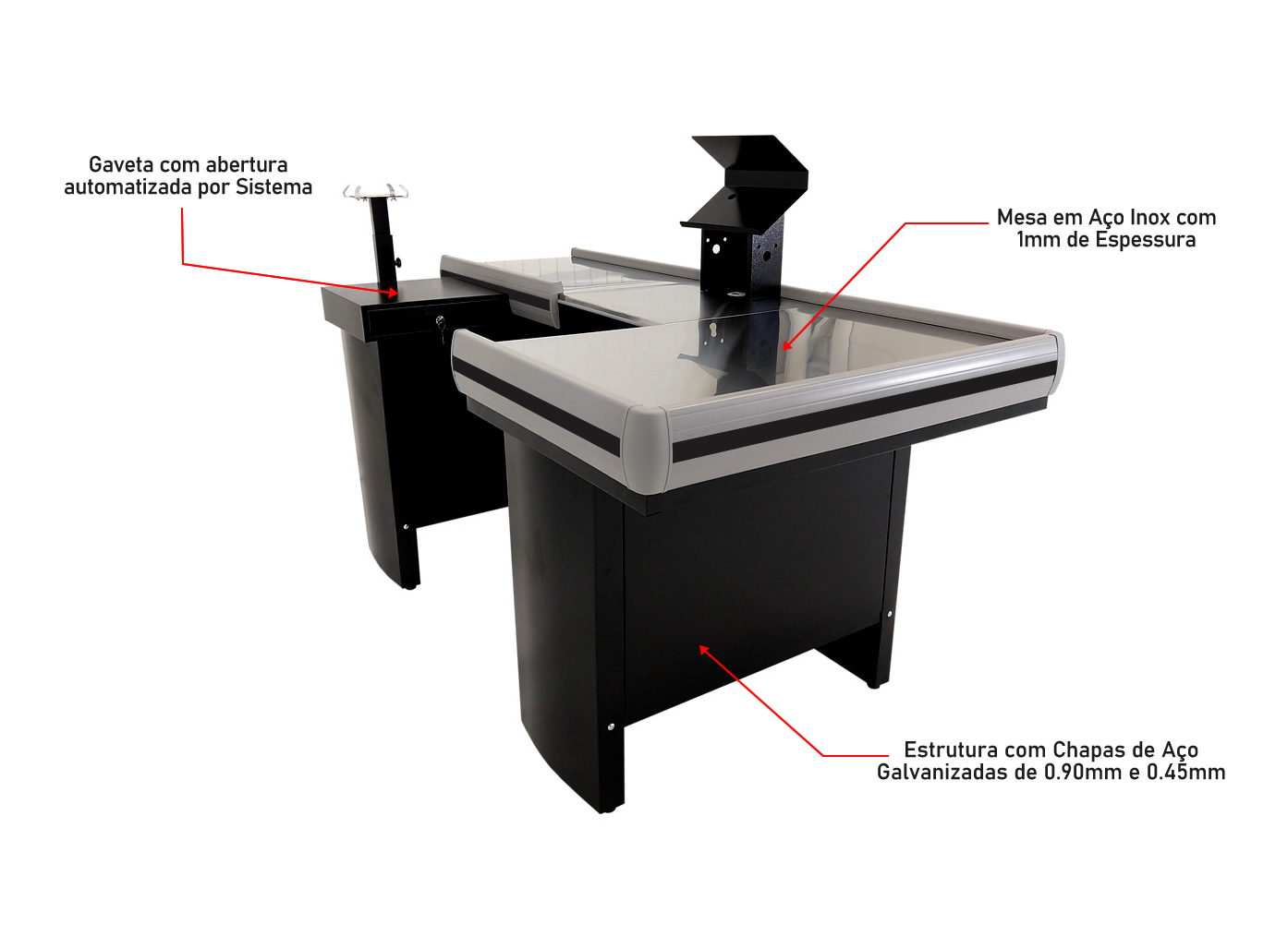 Checkout Caixa de Supermercado 2.00m MASTER INNAL com Gaveta de ...
