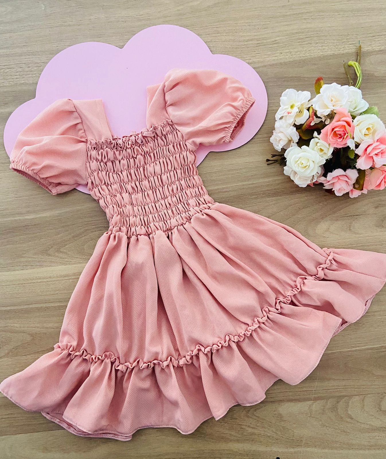 Vestido Crepe Dalila Rosa Tam.1 Ano - PopKids Store Moda Infantil