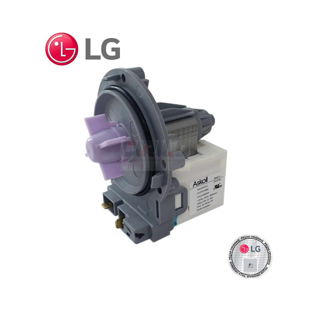 Eletrobomba Drenagem Lavadora LG Wd1412rt - Eau61383506 - Cirilo Peças ...
