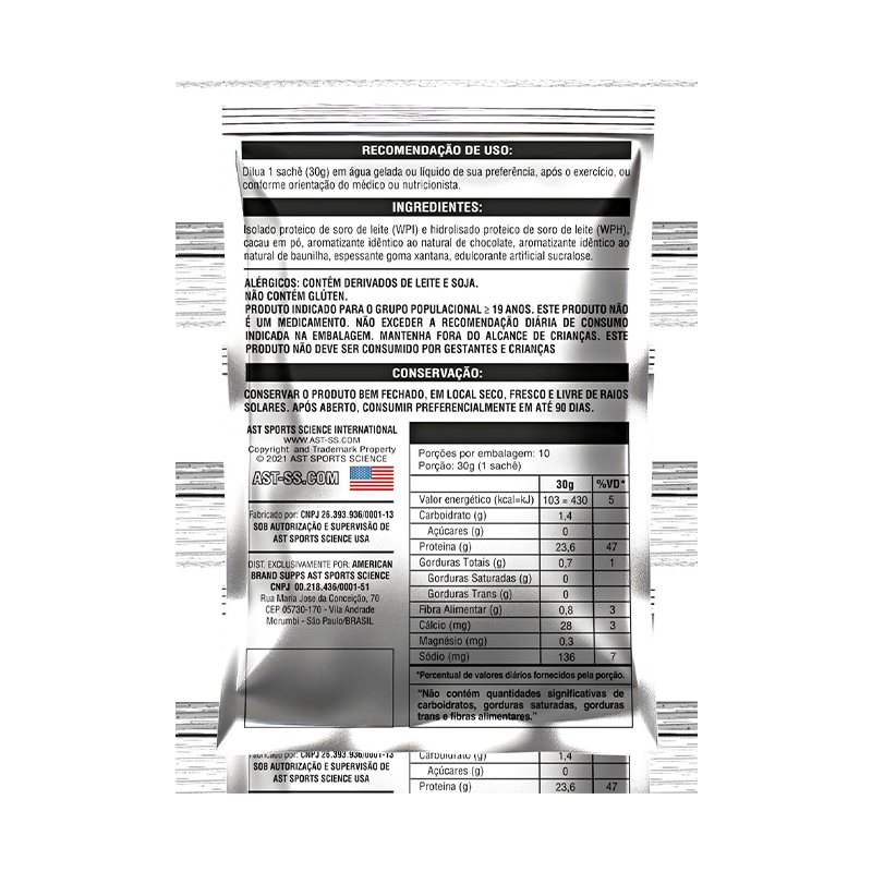 VP2 Whey Protein Isolate Sachê 30g (10 unidades) - AST Sports - AST ...