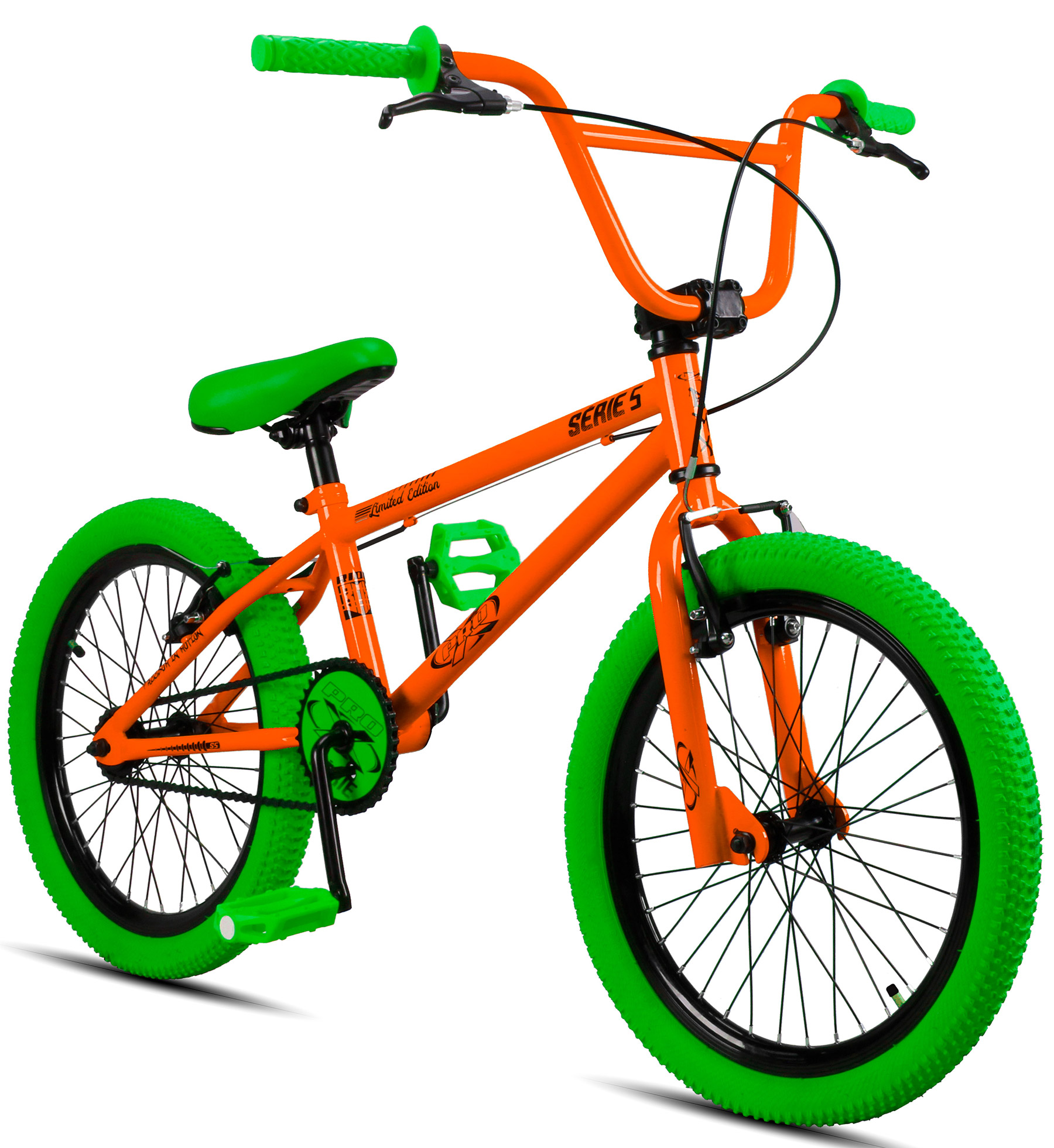 Bicicleta Pro-X BMX Aro 20 Série 5 - Laranja Neon / Verde Neon - Pro-X ...