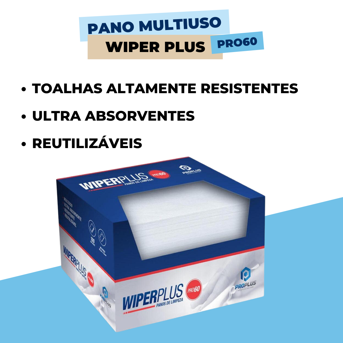 Pano Multiuso Wiper Plus Pro 60 Talge 28x35cm 100 Unidades - Prevetec ...