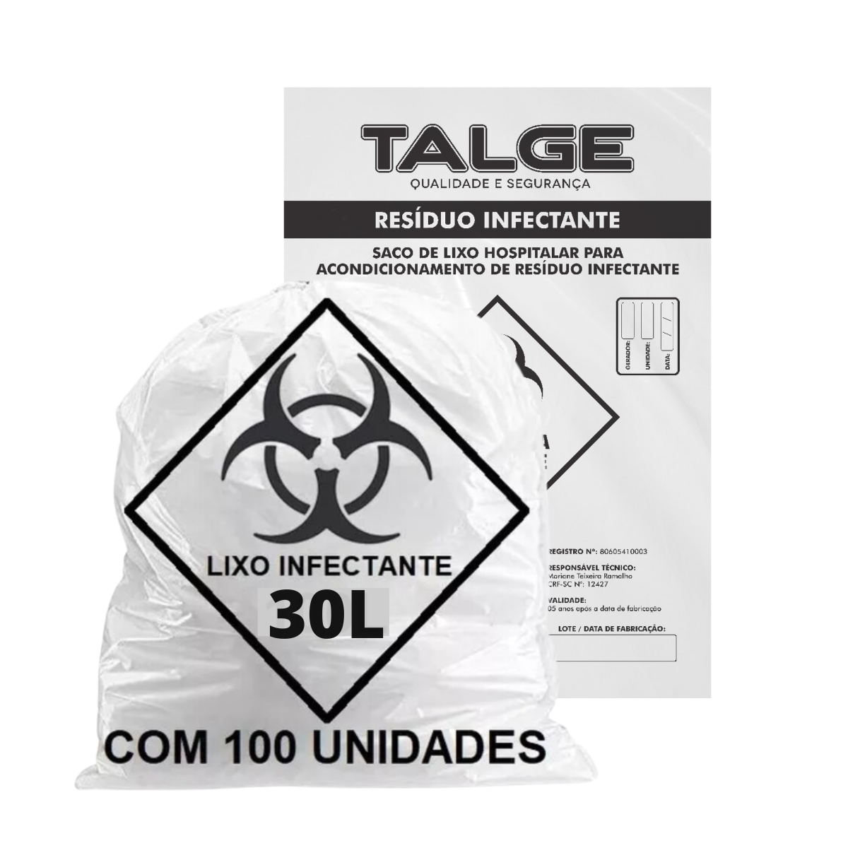 Saco de Lixo Hospitalar para resíduo Infectante Talge 30L 100 Unid ...