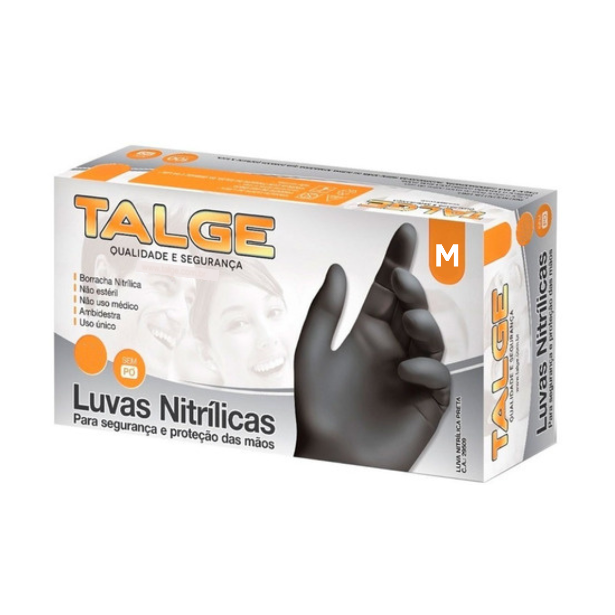 Luvas descartáveis Nitrílicas sem pó Talge Preta - 100 unidades ...