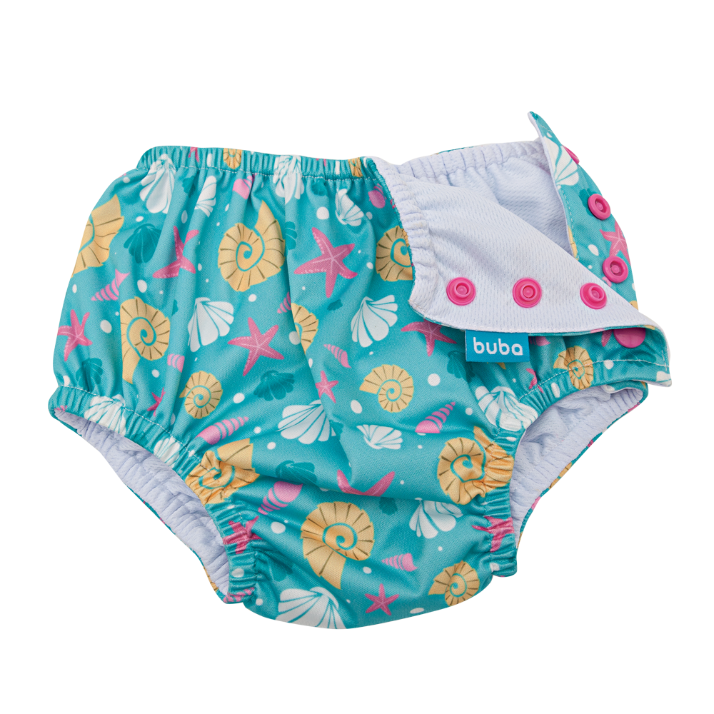 Biquíni de Banho com fralda reutilizável Conchas - G - Buba - Girafinha