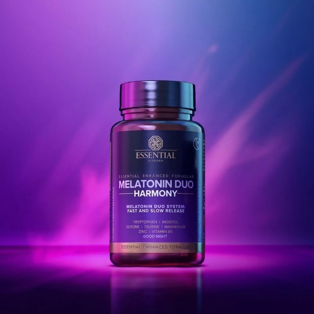 MELATONIN DUO HARMONY 120 CAPS - ESSENTIAL NUTRITION - RBR SUPLEMENTOS