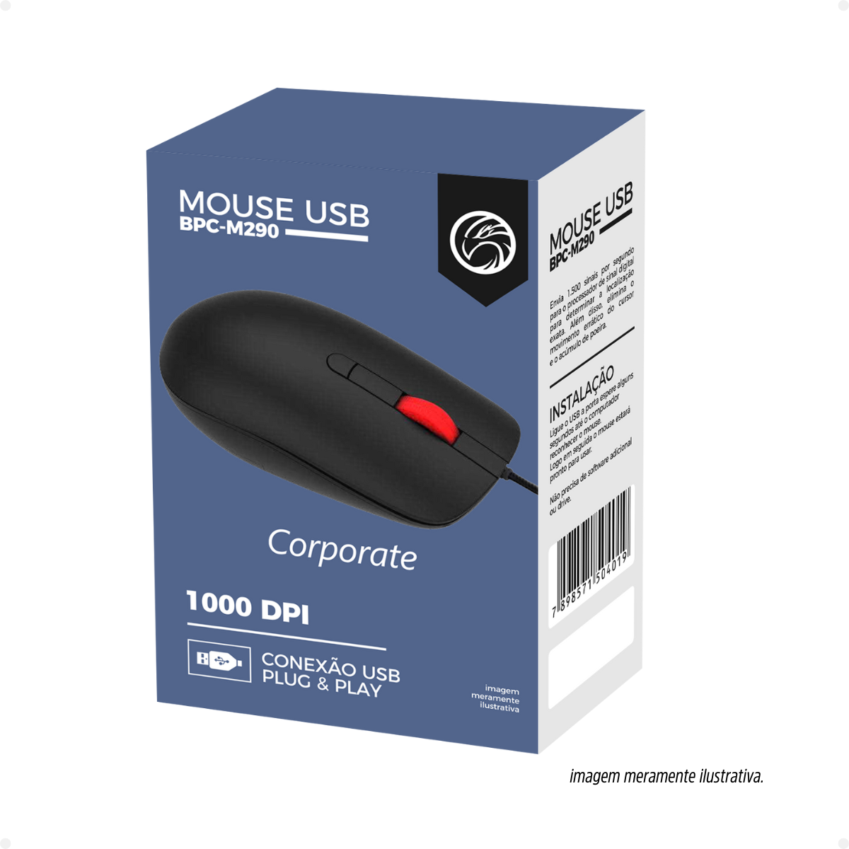 MOUSE USB OPTICO BRAZILPC BPC-M290 1000 DPI PRETO/VERMELHO - GPJ