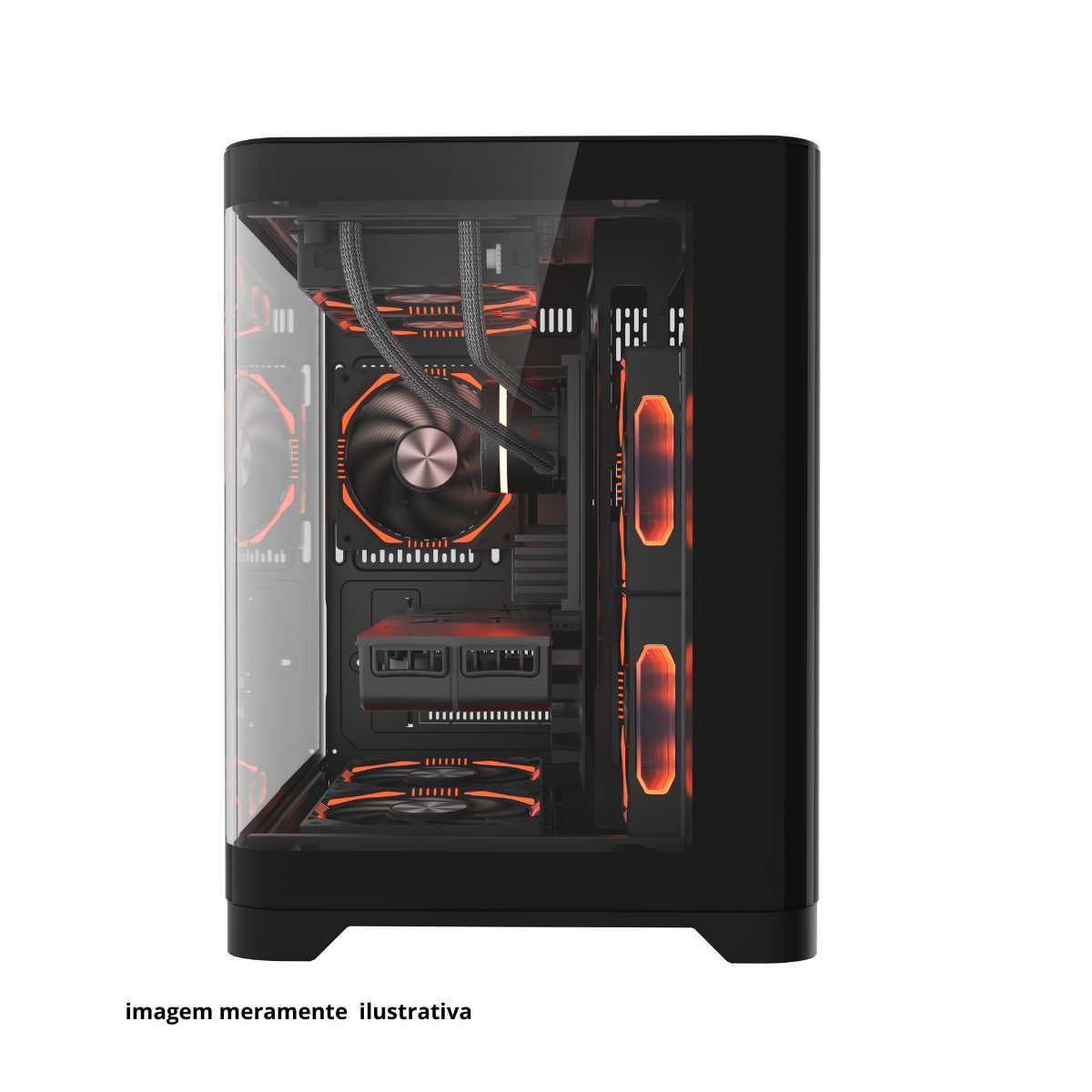 GABINETE MATX BRAZILPC GAMER BPC-CANOPY-B MINI PRETO COM 5 COOLER (1xU ...