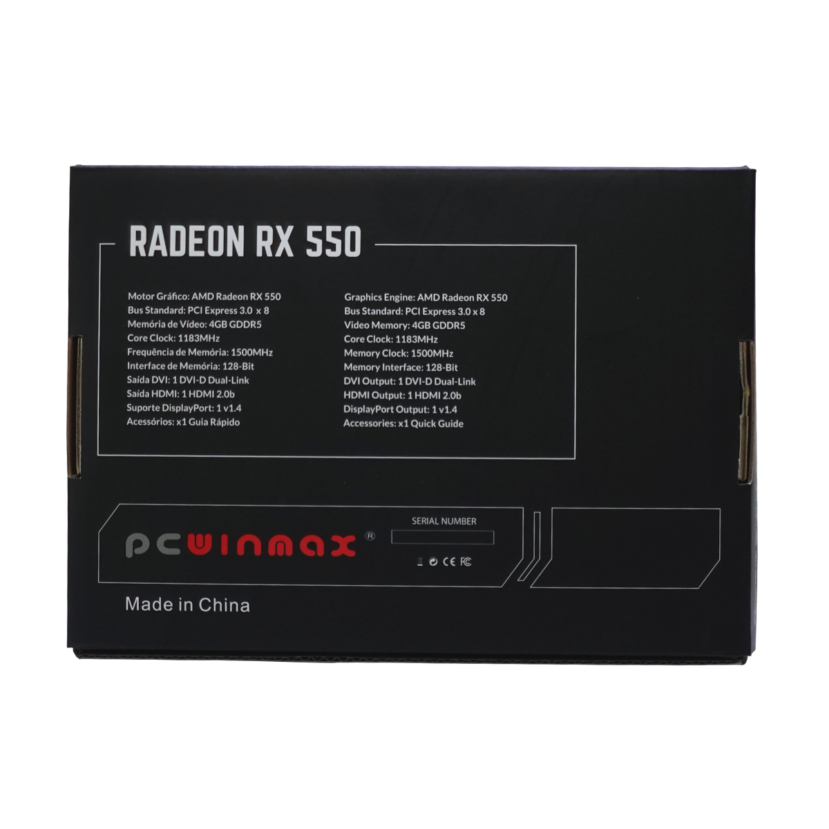 VGA PCI EXP. 4GB/128BITS RX 550 PCWINMAX RADEON RX550-4GD5-128BIT - GPJ