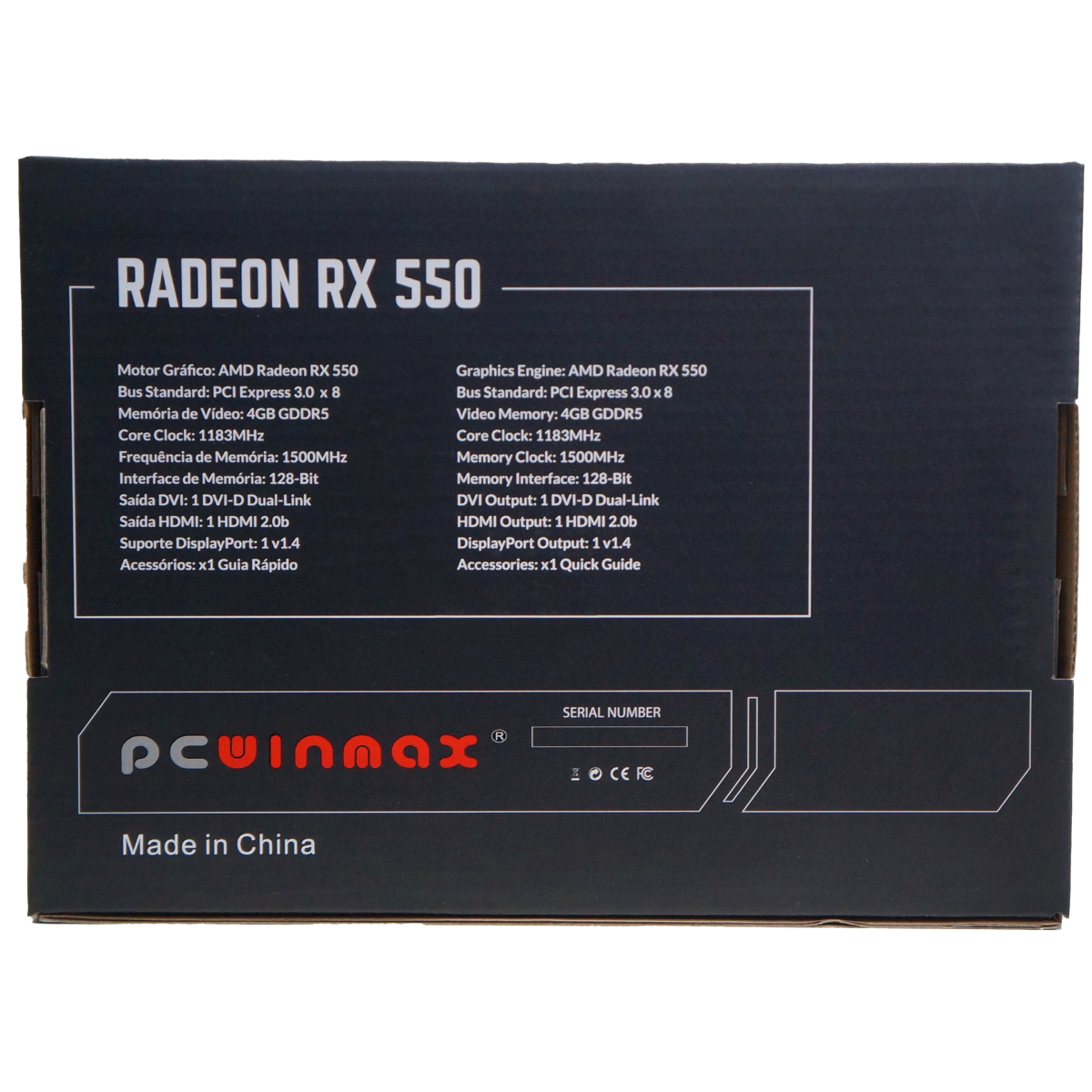 PLACA DE VIDEO RX 550 PCWINMAX RADEON RX550-4GD5 GDDR5 - GPJ