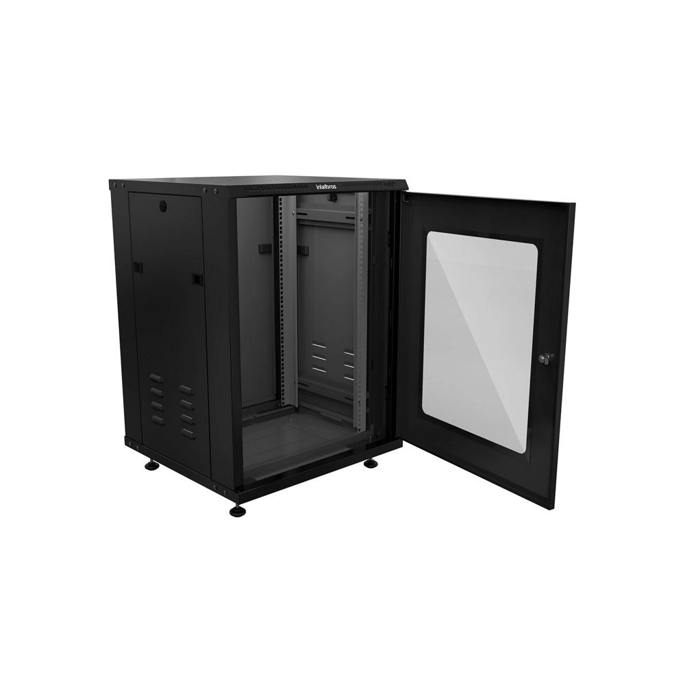 RACK DE PISO 16UX19PX570MM DESMONTADO PRETO INTELBRAS - Conexão sem limites