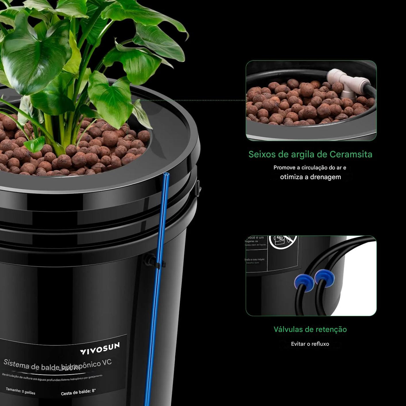 SISTEMA HIDROPONICO DWC| HIDROPONIA ATIVA | VIVOSUN - Grow Pro Cultivo Indoor | Tecnologia de ...