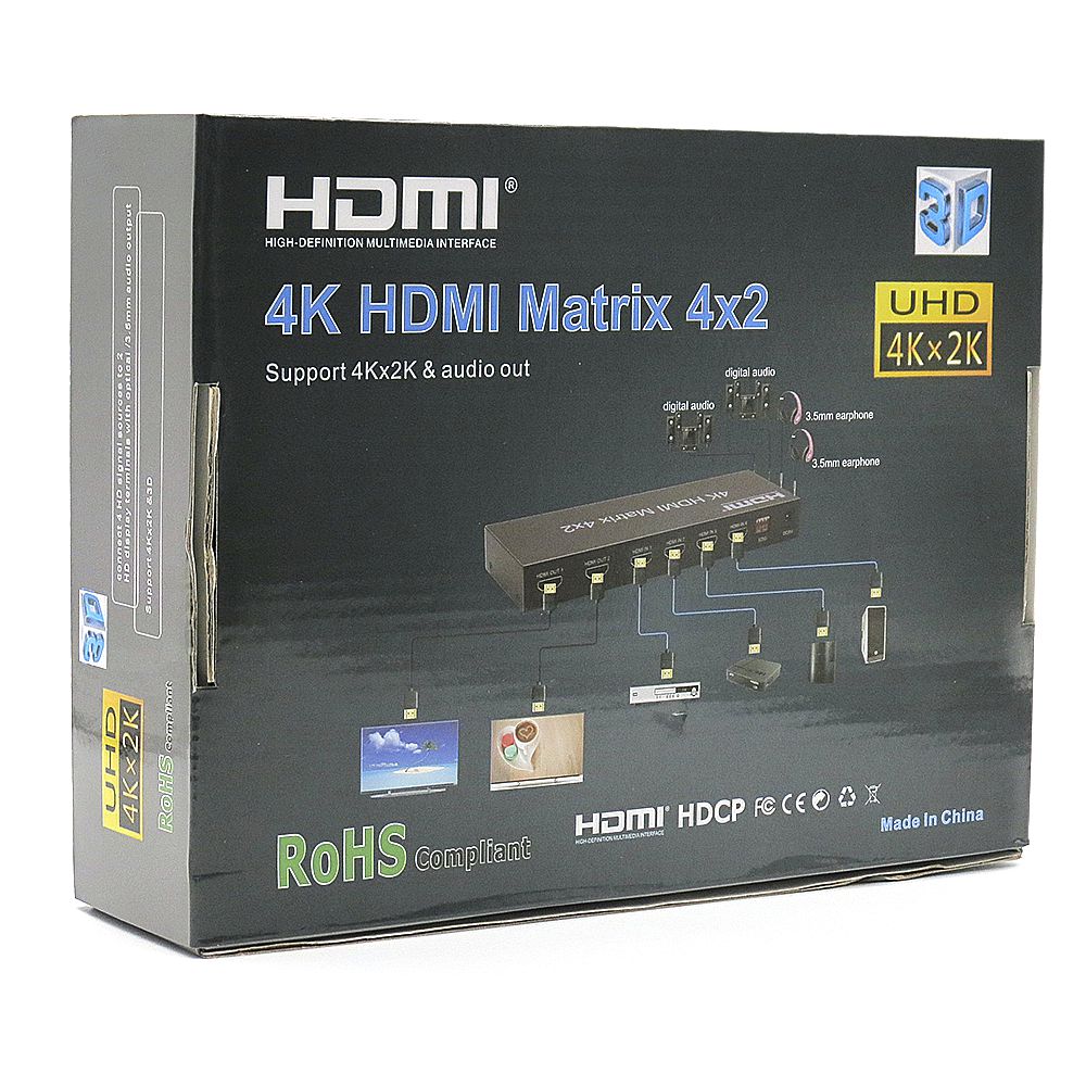 Splitter Switch Matrix 4x2 HDMI 4k 2k - Ion Cabos