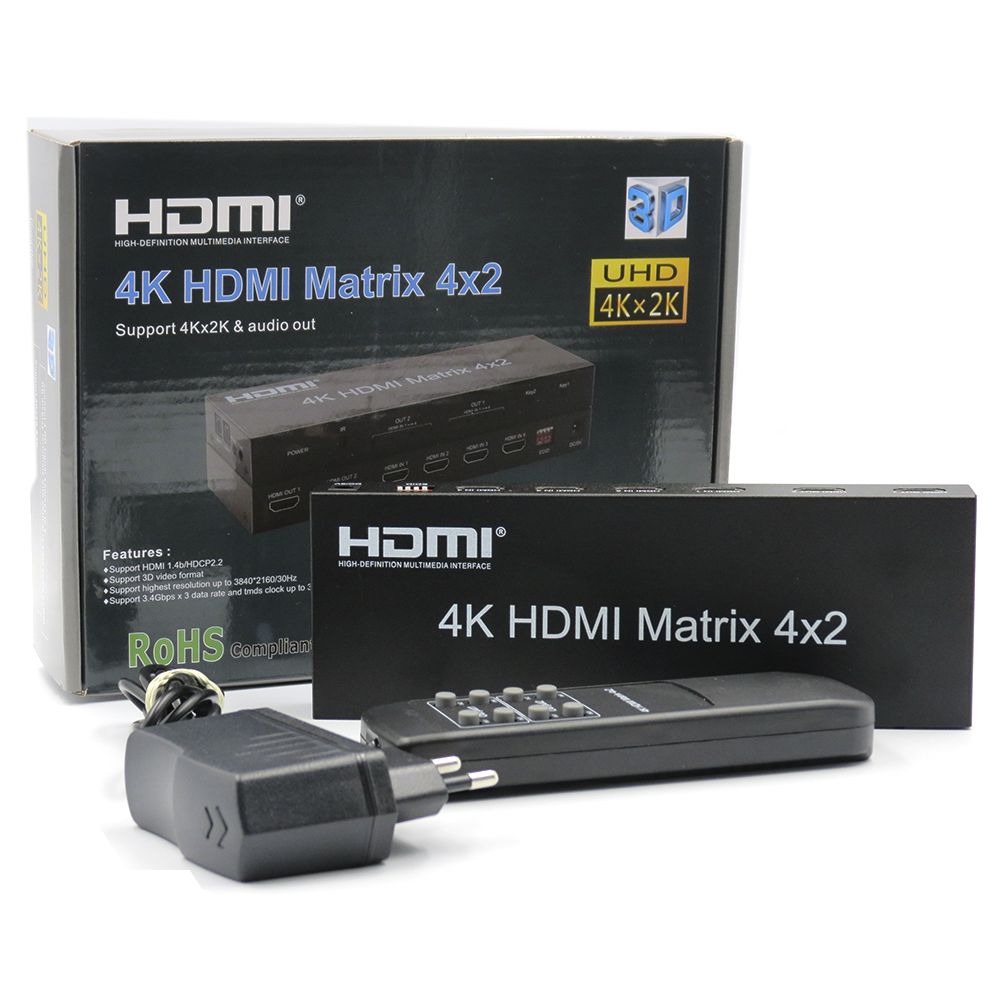 Splitter Switch Matrix 4x2 HDMI 4k 2k - Ion Cabos