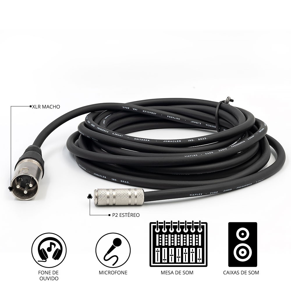 Cabo XLR para P2 Estéreo Blindado Metal - Ion Cabos