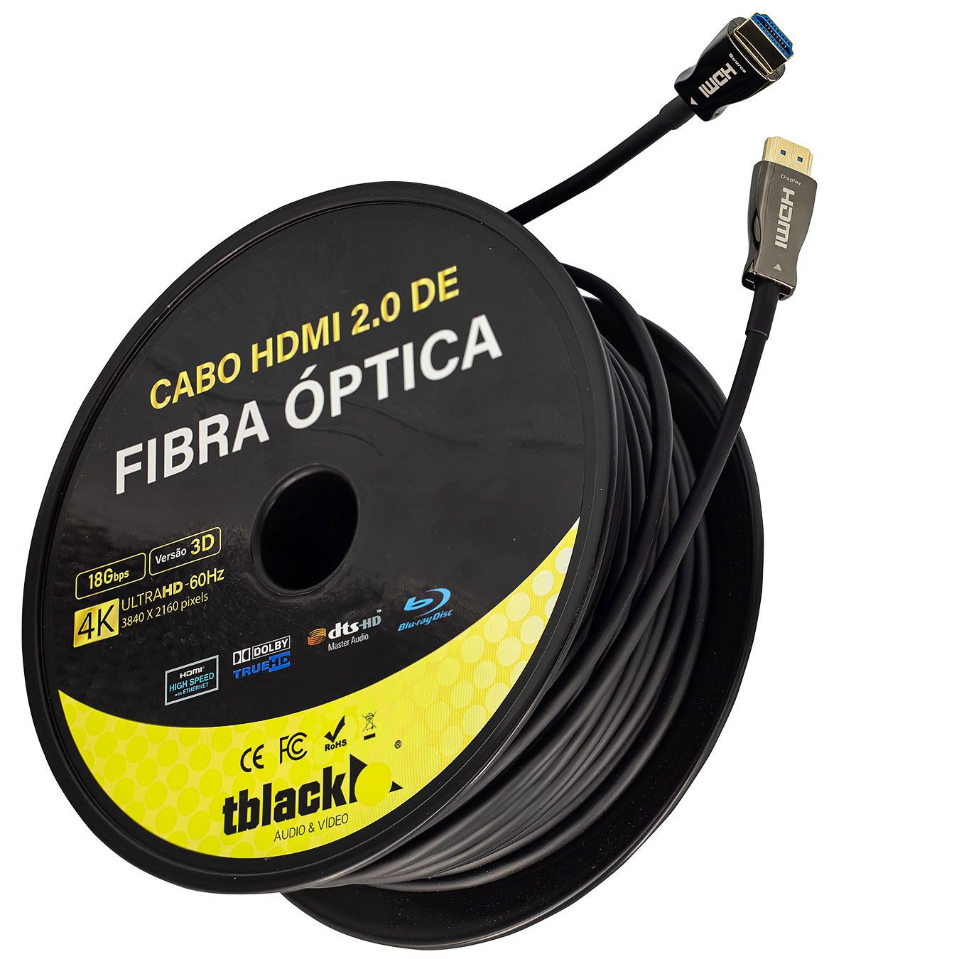 Cabo HDMI 2.0 4K Fibra Óptica 20m - Ion Cabos