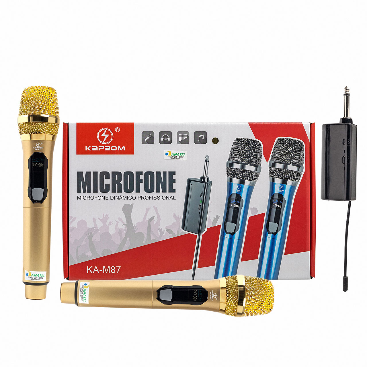 Microfone de Mão Sem Fio Recarregável Dourado - Ion Cabos