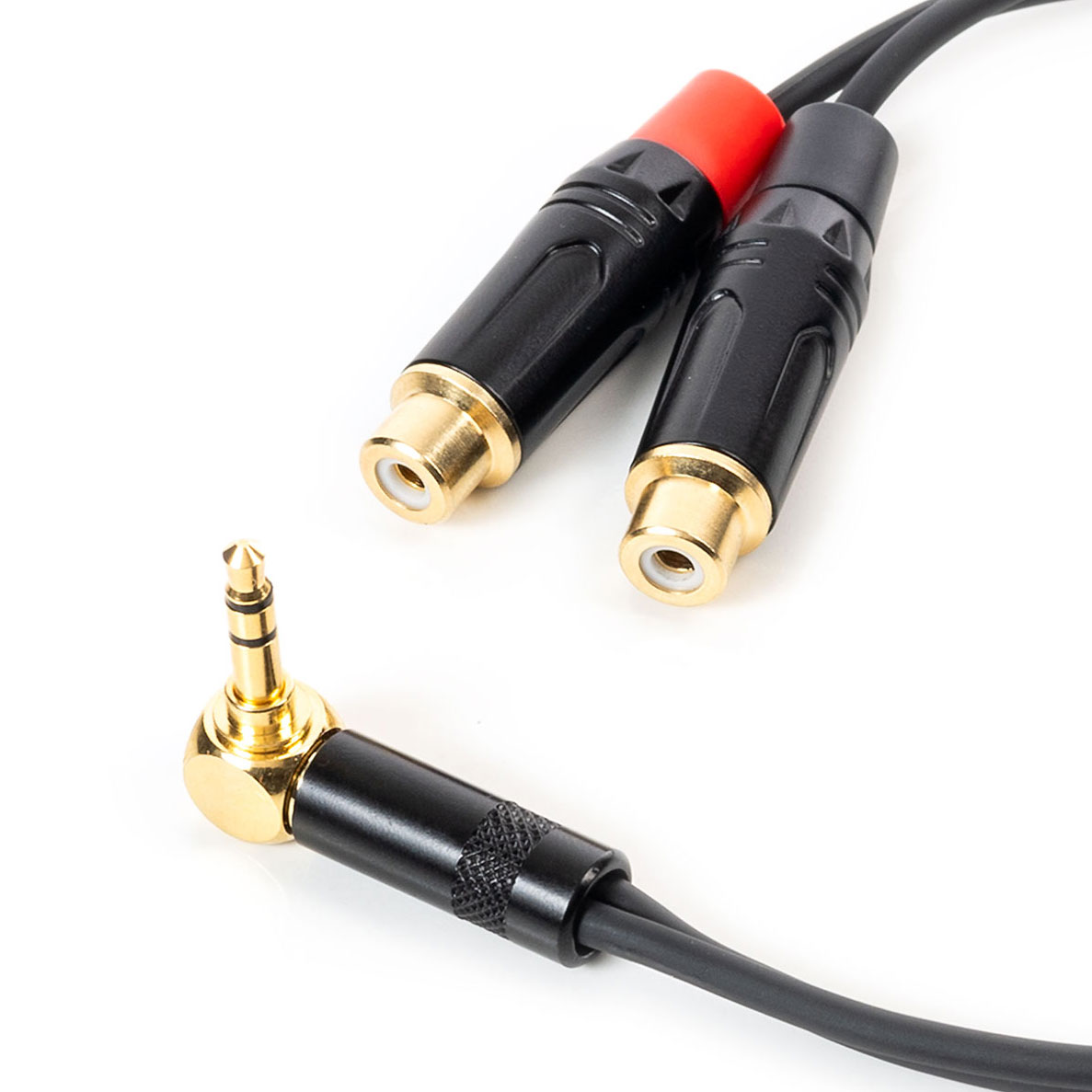 Adaptador P2 L (90 graus) para 2 RCA fêmea - Ion Cabos