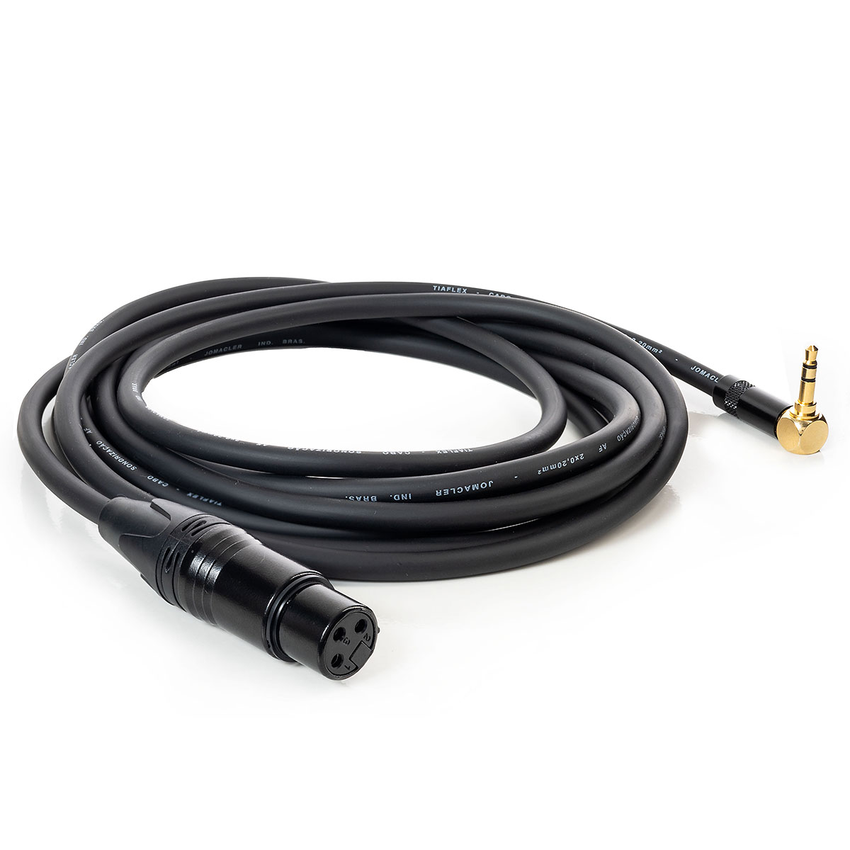 Cabo P2 L (90 graus) XLR Fêmea TBlack - 20 metros - Ion Cabos
