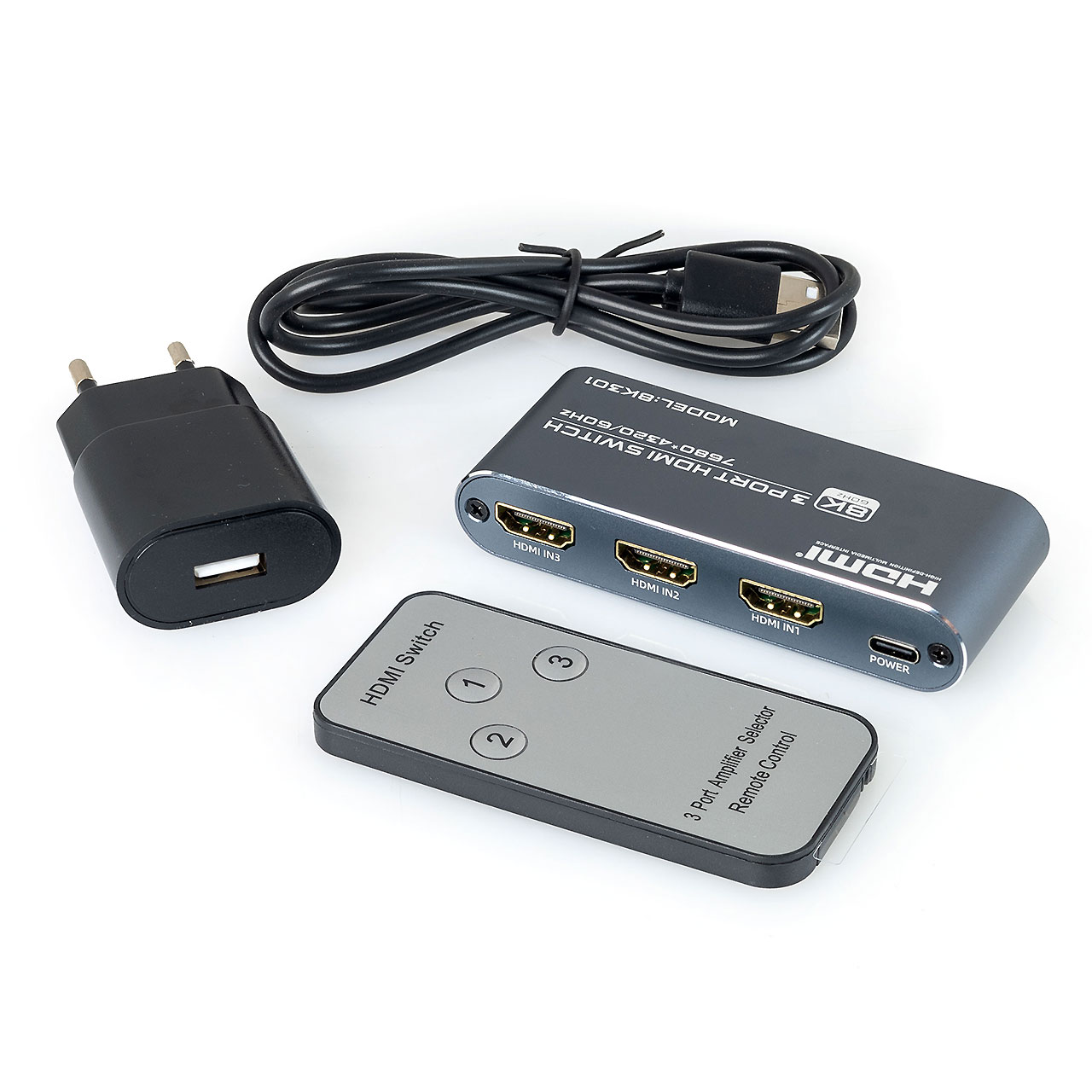 Switch HDMI 3 em 1 UltraHD 8K Com Controle Remoto - Ion Cabos