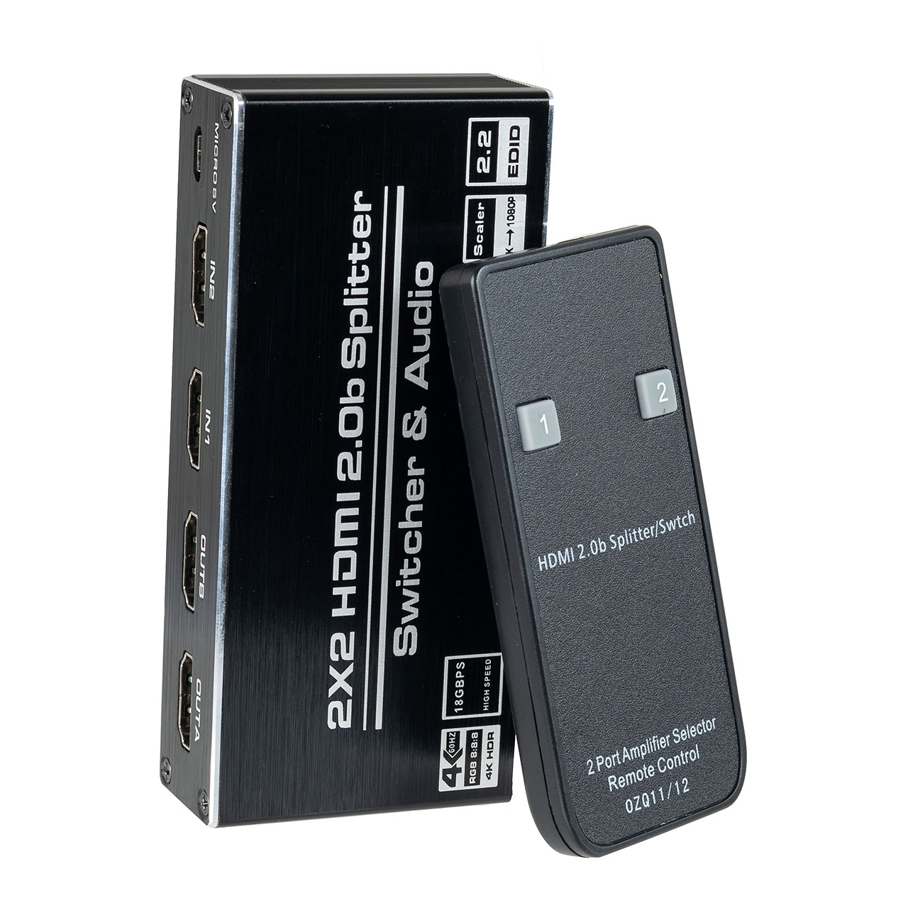 Matrix HDMI 2.0 Splitter 2x2 Switcher 4k HDR - Ion Cabos