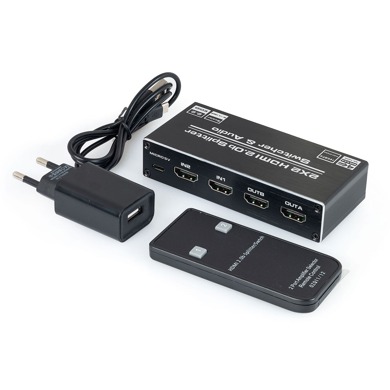 Matrix HDMI 2.0 Splitter 2x2 Switcher 4k HDR - Ion Cabos