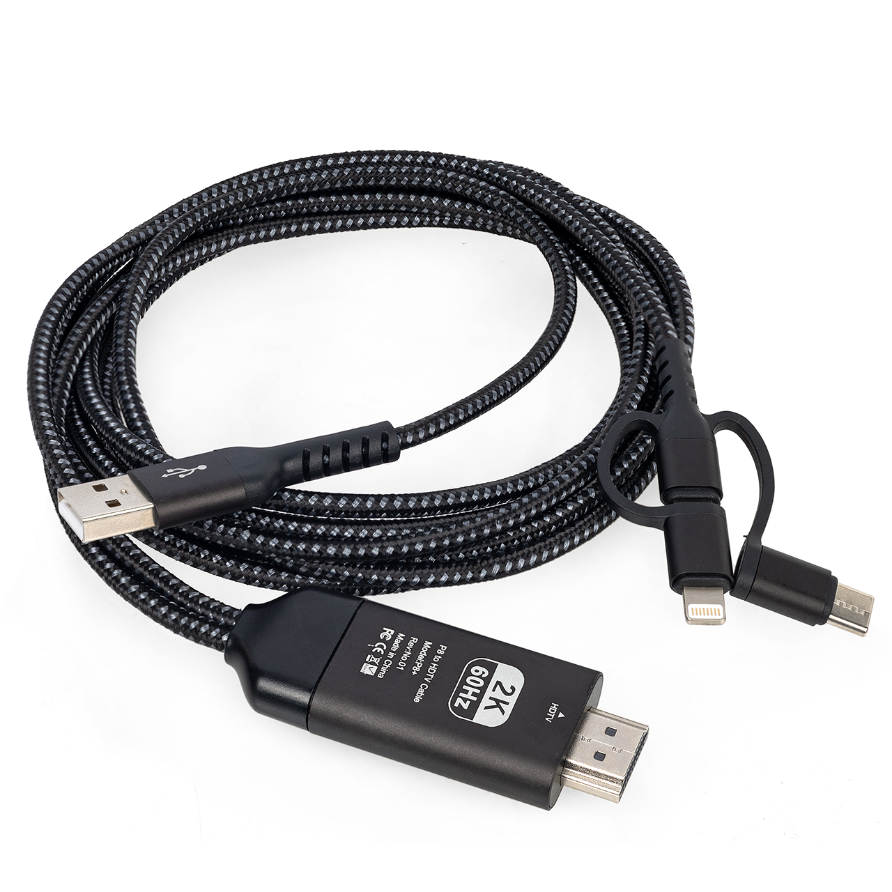 Cabo HDMI 3 em 1 Tipo-C, Lightning e V8, Projetor - Ion Cabos