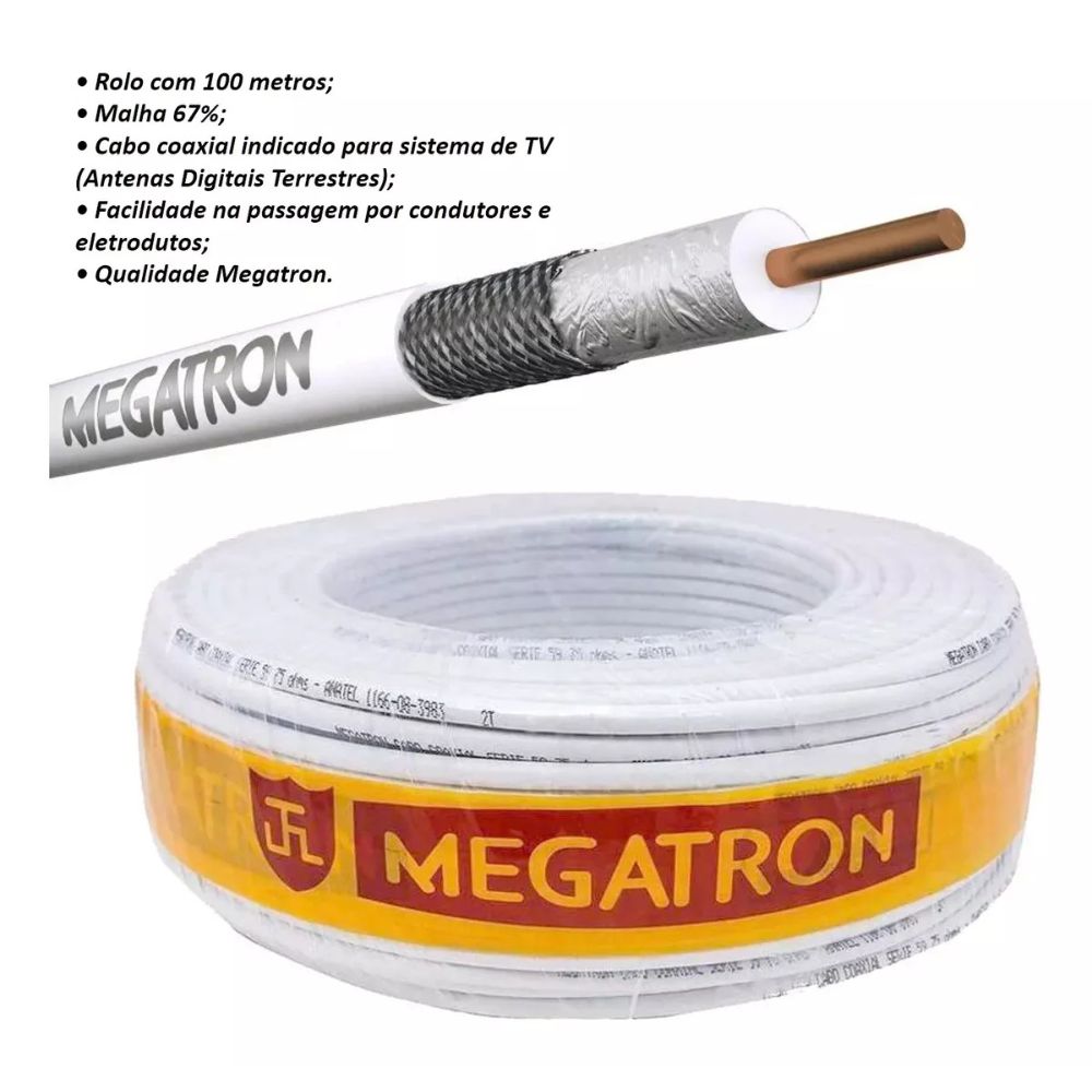 Cabo Coaxial RG059 75 OHMS 67% MALHA - Ion Cabos