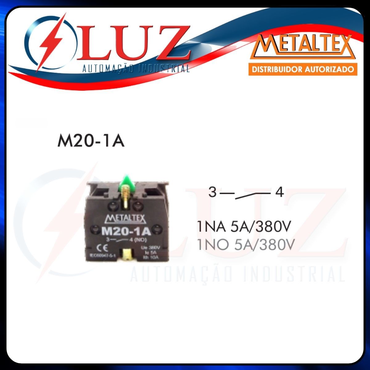 M20-1a | Contato 1na p/ botão m20/p20 | Metaltex - LUZ AUTOMAÇÃO ...