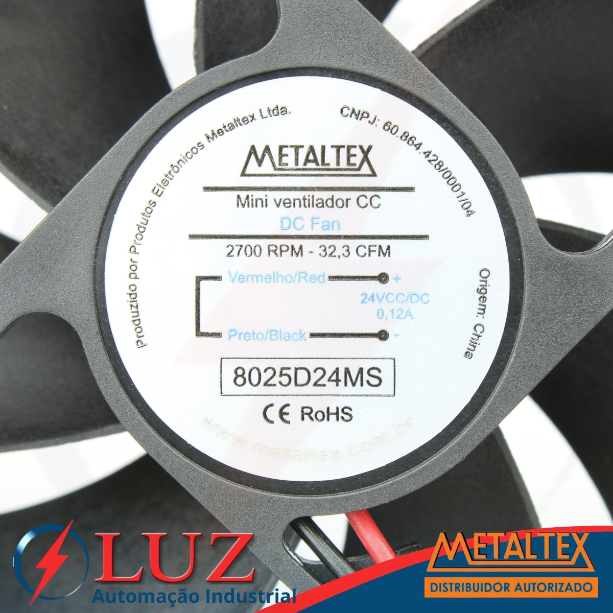 8025D24MS | Ventilador Cooler 80x80x25mm - 24v | Metaltex - LUZ ...