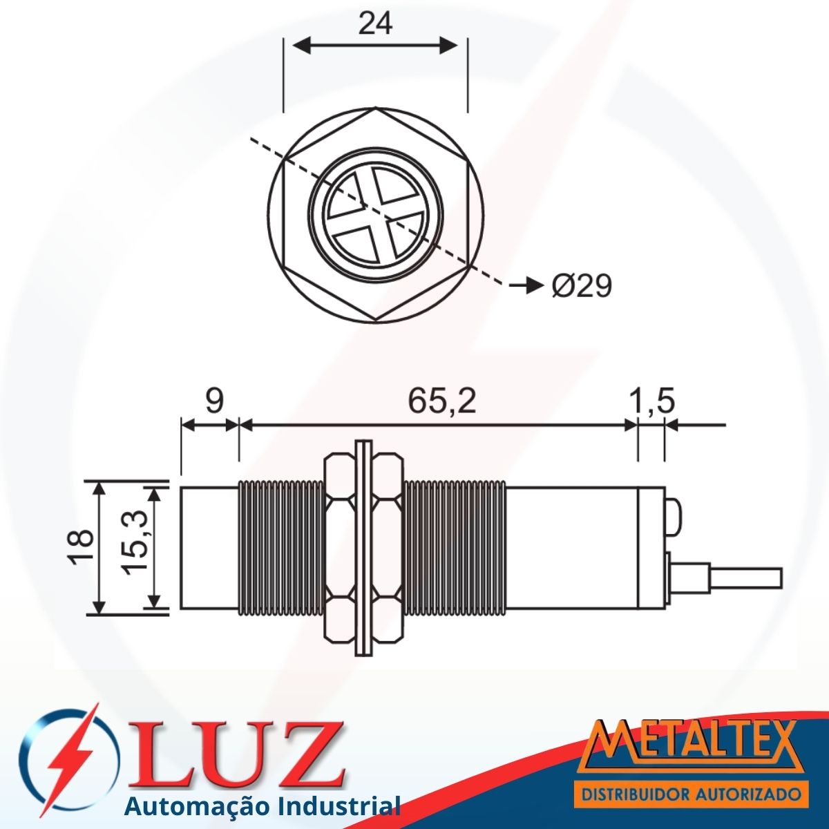I18-8-ANI | Sensor Indutivo Analógico - Não Faceado M18 - Sn: 8mm - LUZ ...