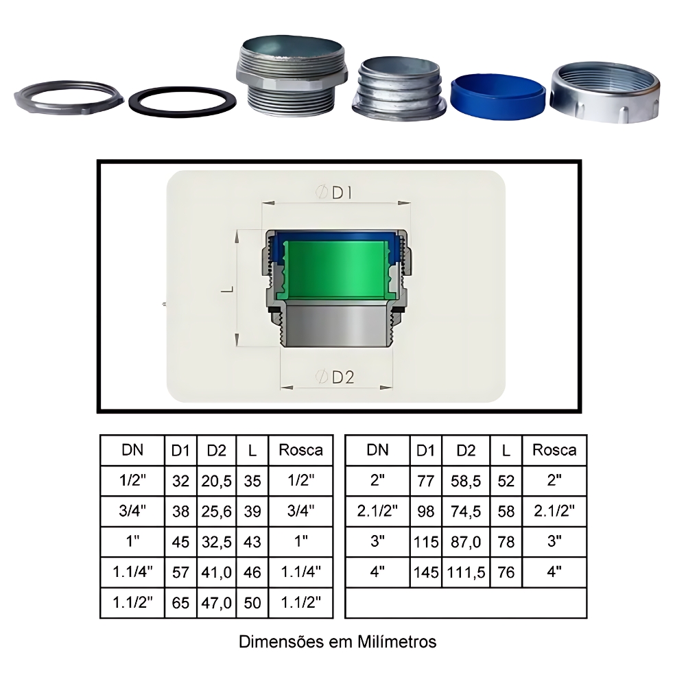 KMRA034 | Conector Macho p/ SealTubo Reto 3/4" Bsp | Nathiflex - LUZ ...