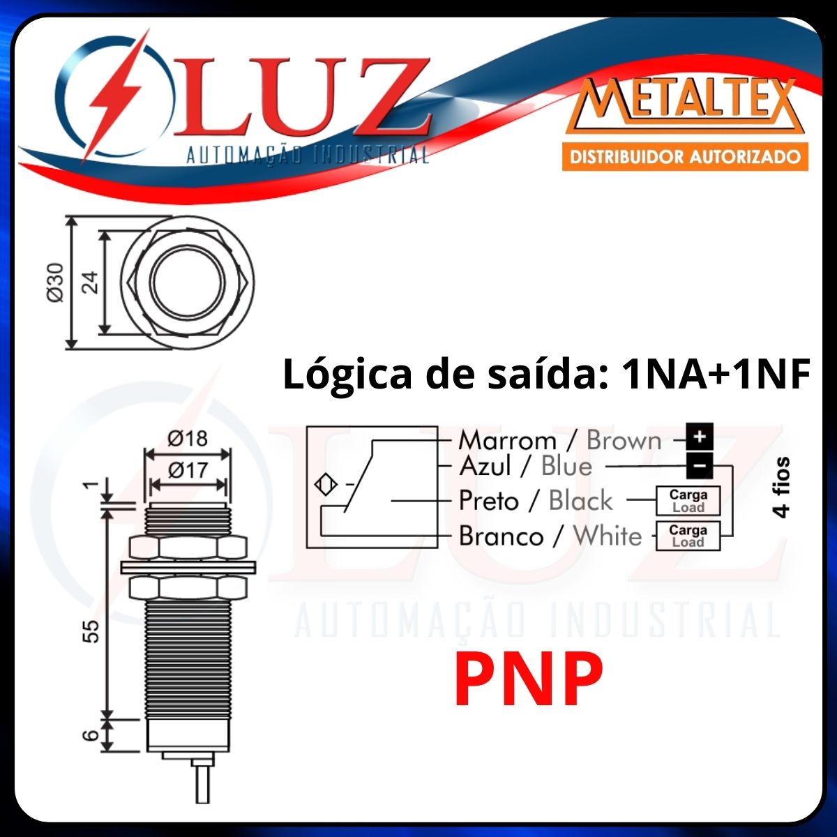 I18-5-CPC | Sensor Indutivo Faceado M18 - Pnp (12v - 24v) | Metaltex ...