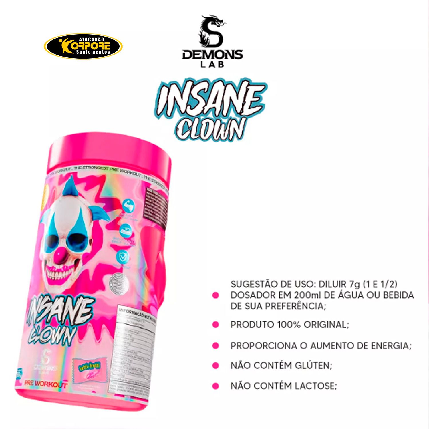 Insane Clown 300g - Diversos Sabores - Pré Treino - Demons Lab ...