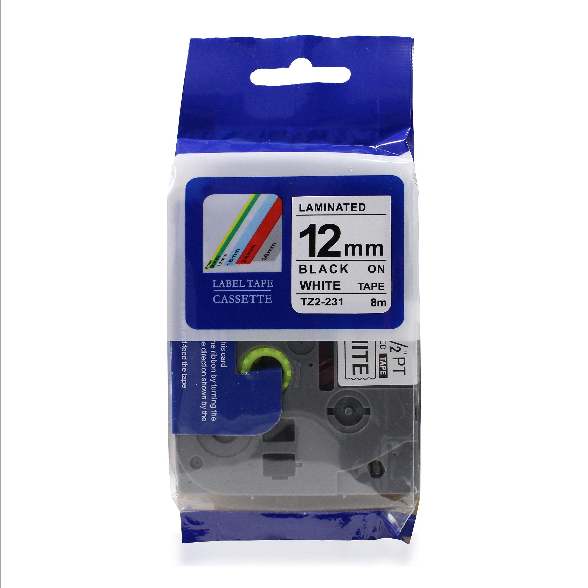 Fita Laminada Compatível com TZ-231 / TZe-231, 12mm largura, preto ...