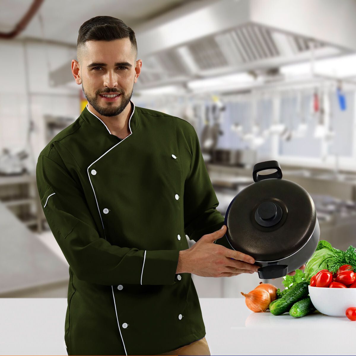 Dólmã Chef de Cozinha Espinafre Raiz Unissex - Dr. Chef - DR.CHEF