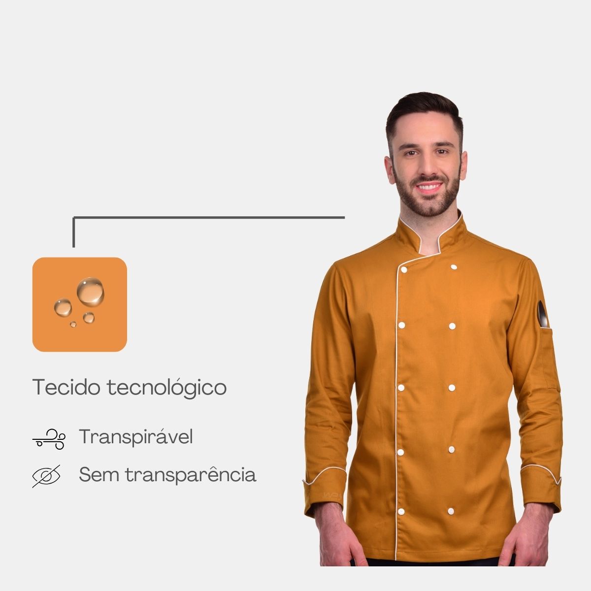 Dólmã Chef Cozinha Masculino Terracota - Dr Chef - DR.CHEF