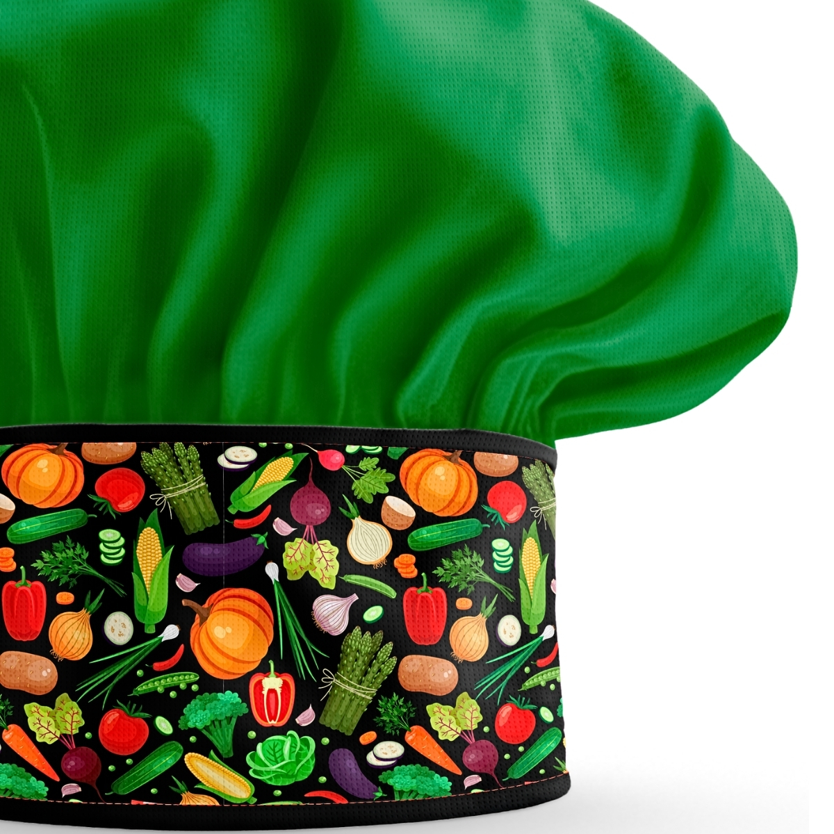 Chapéu Touca Chef De Cozinha Estampa Legumes Preto - Dr Chef - DR.CHEF