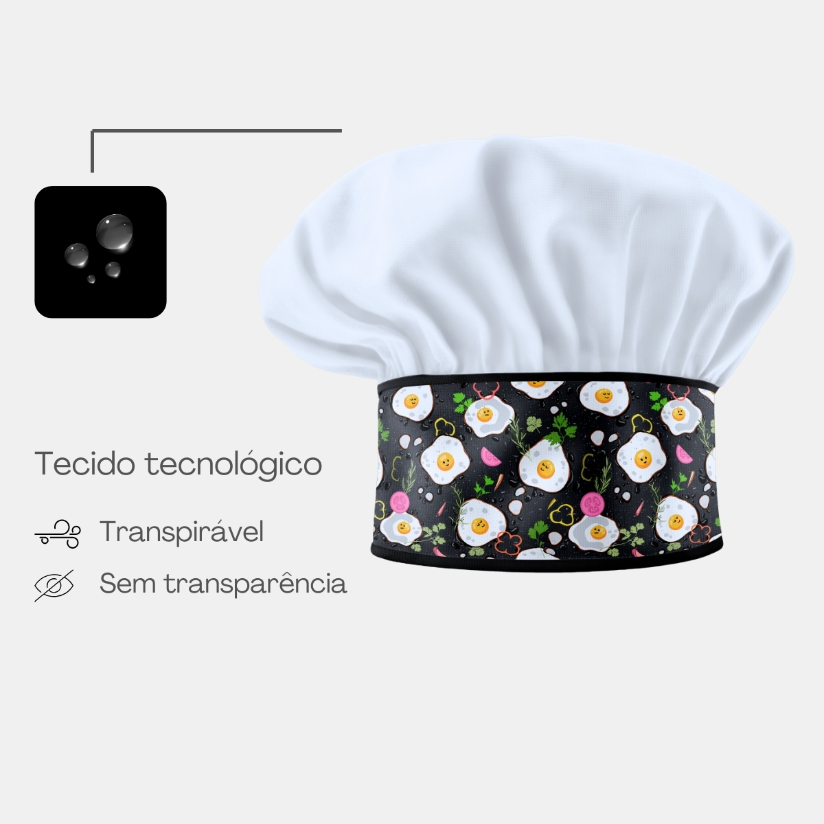 Chapéu Chef De Cozinha Touca Estampa Ovo Feliz - Dr Chef - DR.CHEF