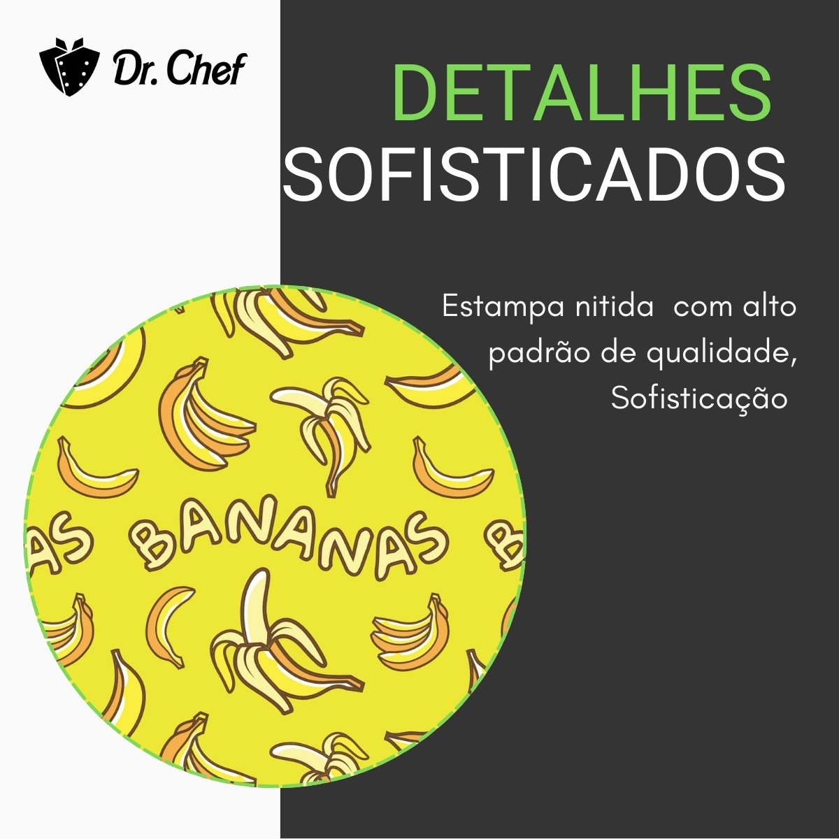 Chapéu Touca Cozinheiro Chef De Cozinha Estampa Bananas - Dr Chef - DR.CHEF