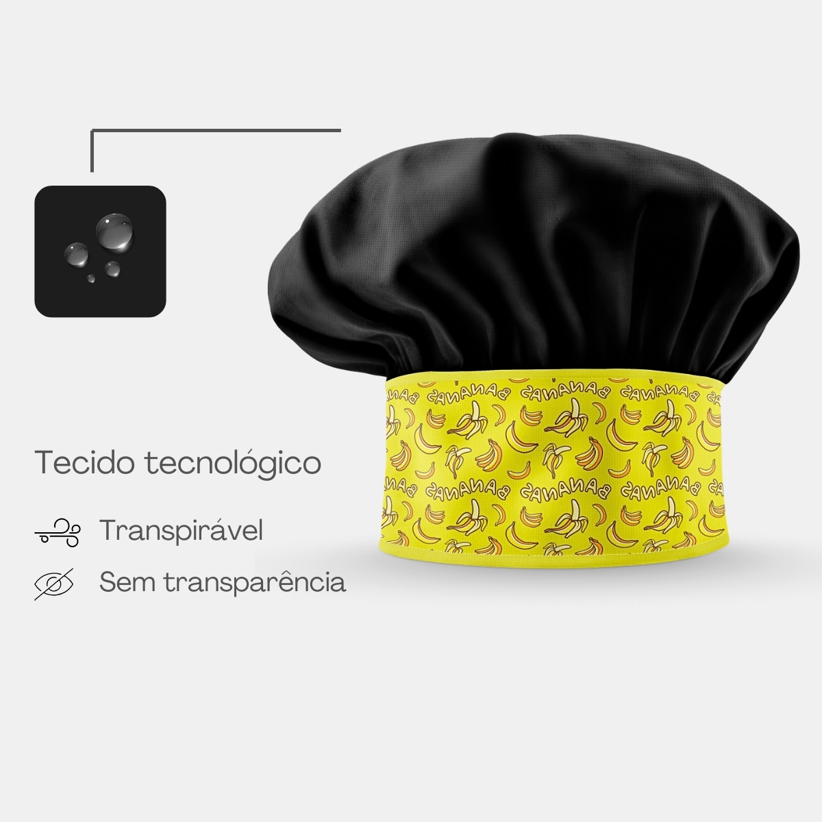 Chapéu Touca Cozinheiro Chef De Cozinha Estampa Bananas - Dr Chef - DR.CHEF
