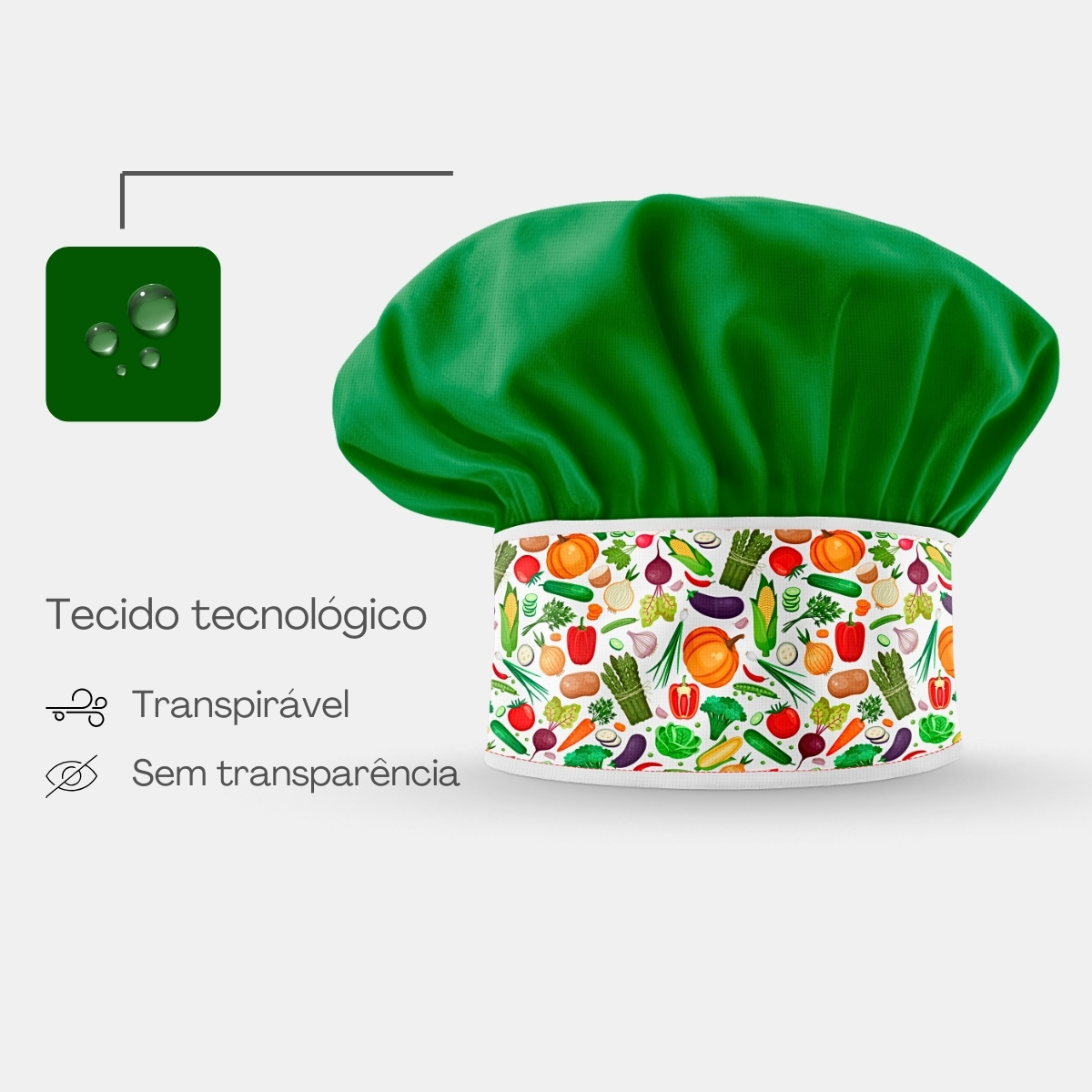 Chapéu Touca Chef Cozinha Estampa Legumes - Dr Chef - DR.CHEF