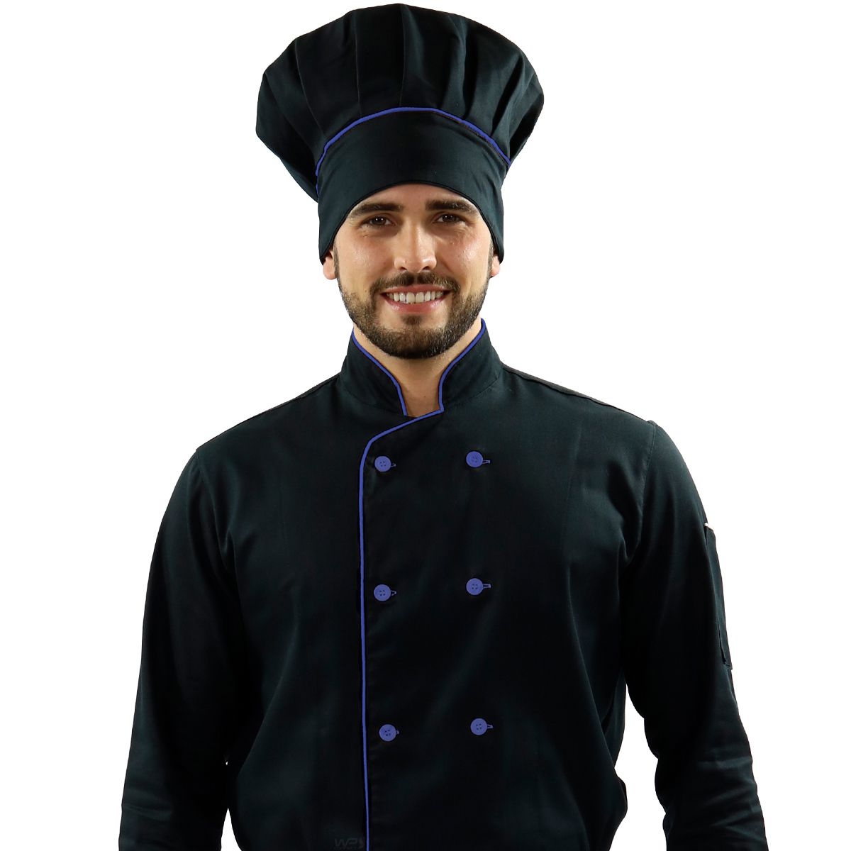Chapéu Chef Cozinha Preto e Azul Profissional - Dr Chef - DR.CHEF