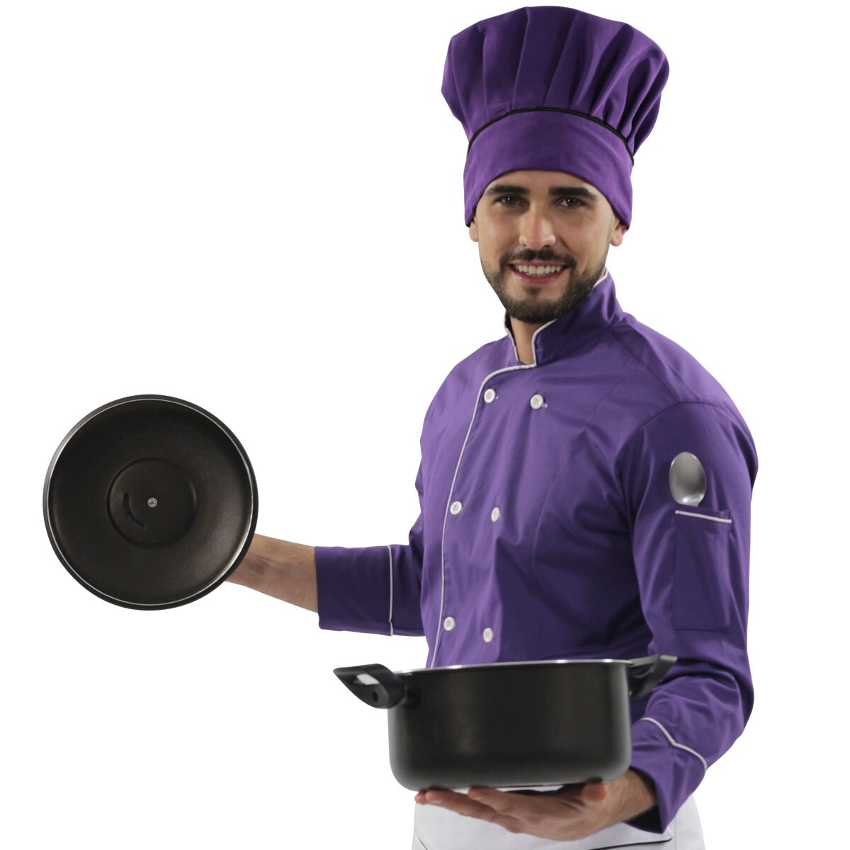 Chapéu Chef Cozinha Roxo e Preto Profissional - Dr Chef - DR.CHEF