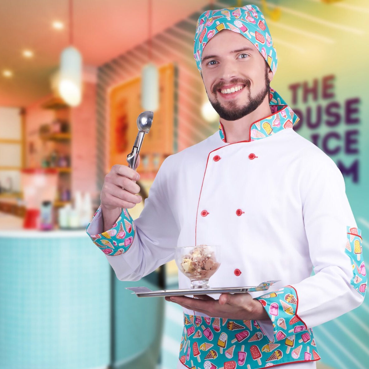 Bandana Chef Sorveteiro Branco Picolé Profissional - Dr Chef - DR.CHEF