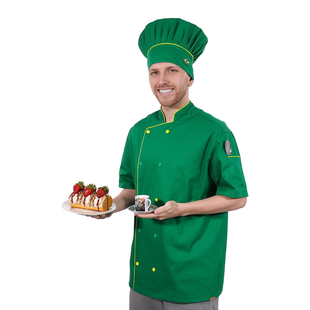 Dólmã Chef Cozinha Profissional Verde Patriota - Dr Chef - DR.CHEF